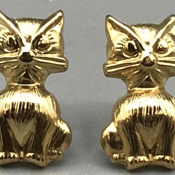 unknown | Jewelry | 4k Yellow Gold Kitty Cat Earrings For Cat Lovers ...